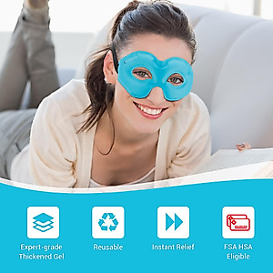 Comfytemp Cold Gel Eye Mask, Cooling Eye Ice Pack for Puffiness, Reusable Cold Compress Eye Mask for Puffy Eyes, Dry Eyes, Sinus, Dark Circles, Migraines Relief, FSA HSA Approved, Lycra Side, 1 Pack