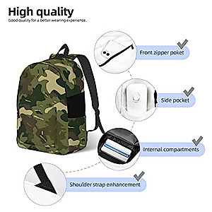 FYCFSLMY Camo Camouflage Green Backpack with Adjustable Straps, Suitable for Travel Picnics Activities
