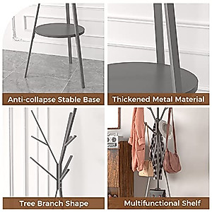 MULSH Standing Coat Rack Hat Hanger Coat Rack Hooks Coat Rack Hall Tree Entryway Standing Hat Jacket Coat Hanger Rack in Grey,17.72" W x 17.72" D x 73.46" H