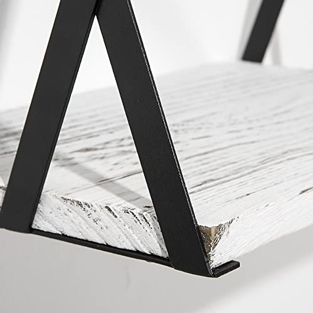 Sapowerntus Floating Nightstand Shelves Wall Mounted, 2 Tier Bedside Table for Bedroom, Rustic White Wood Basket Box Shelf with X Mental Bracket, Small Storage Decor in Bathroom Living Room