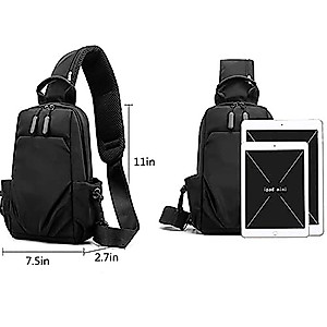 SISLNI Sling Bag Crossbody Backpack Travel Slim Shoulder Sling Backpack Chest Bag Lightweight Small Black Sling Crossbody Backpack Shoulder Bag for Men Women