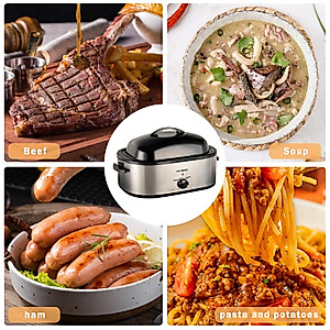 20 Quart Electric Roaster Oven, Turkey Roaster with Lid, Stainless Steel Roaster Oven Silver