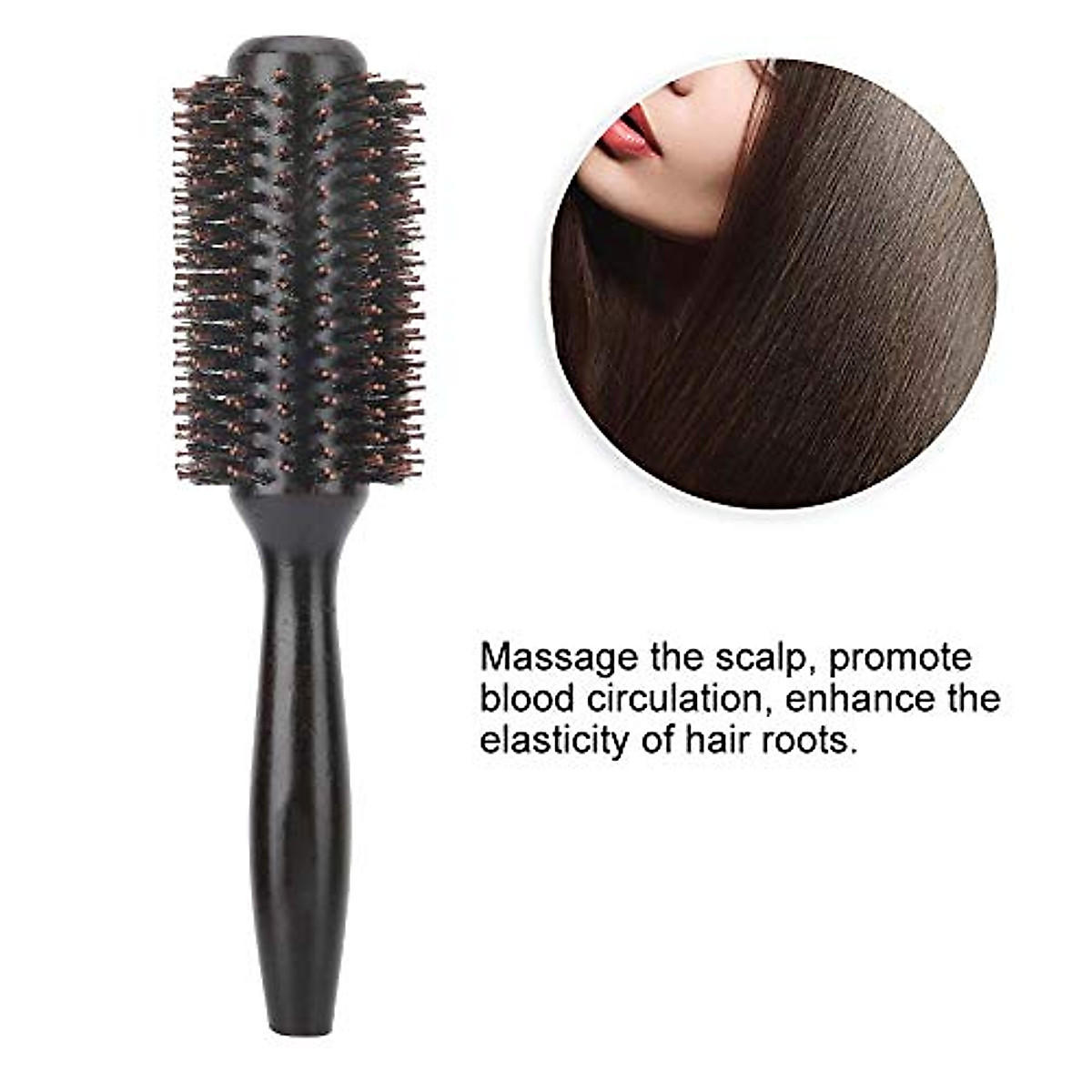 Boar Bristle Round Styling Hair Brush Solid Wood Roller Round Comb Heat Resistant Anti Static Hairdressing Comb Blow Dryer & Curling Roll Hairbrush