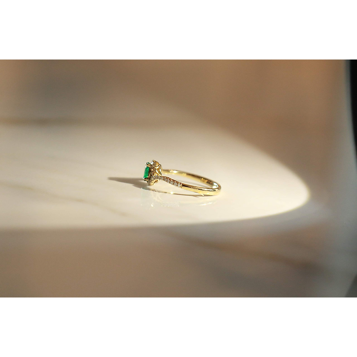 Gin & Grace 10K Yellow Gold Natural Emerald & Natural Diamond (I1,I2) Engagement Eternity Propose Promise Ring for Women