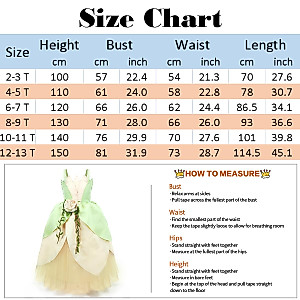 TYHTYM Princess Costumes Little Girls Dress Up Fancy Halloween Christmas Party (Tiana, 4-5T)