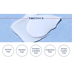 Timothy's Unscented Shave Cream 6 ounce Sensitive Skin, Fragrance Free, Alcohol Free, Paraben Free