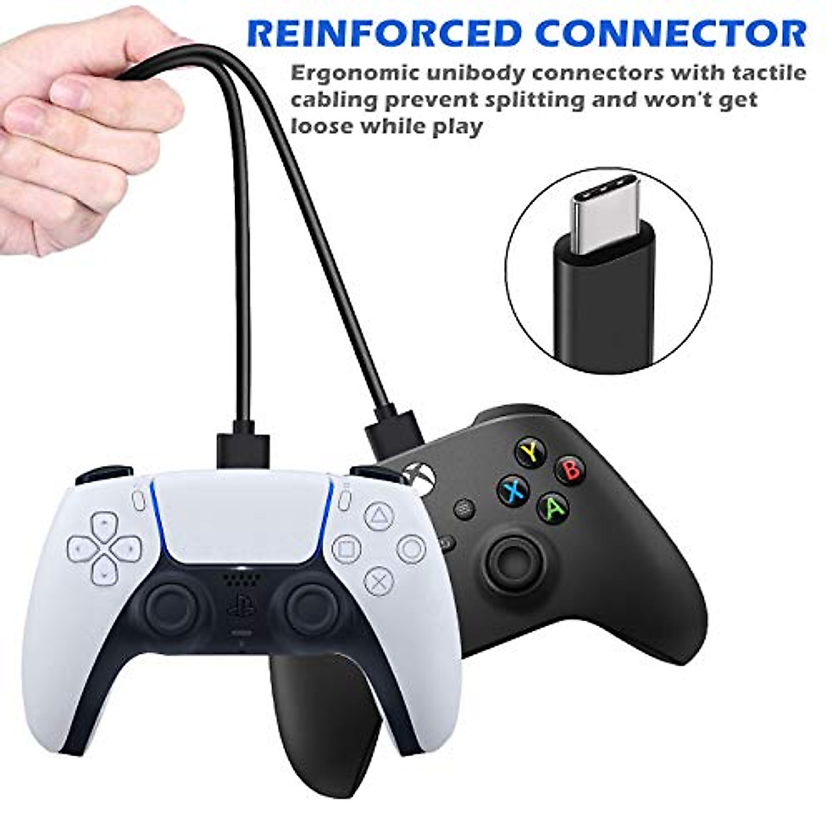BATSOEASY USB C Charging Cable Compatible with PS5 Controller, 2 Pack 10Ft Fast Charging USB Type C Charger Cord Compatible with Playstation 5 PS5 Dual Sense, Xbox Series X/Series S Controllers