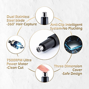 RAINBEAN Ear and Nose Hair Trimmer for Men and women-2020, Professional Nose Hair Trimmer with Stainless Steel Blad & IPX7 Waterproof System, Facial Eyebrow and Nose Hair Remover.
