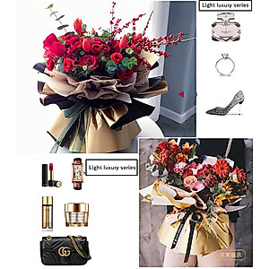 NatureMan 20 Sheets two-color Double Sided Flower Wrapping Paper,Florist Bouquet Supplies,Waterproof Floral Wrapping Paper,DIY Crafts,Gift Packaging or Gift Box Packaging Paper22.8X22.8 Inch (Black)