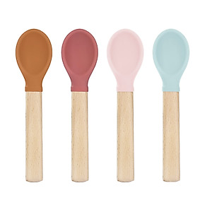 Silicone Baby Spoons- Silicone Tips for Toddlers and Baby- Self-Feeding Utensils (Pack of 4)