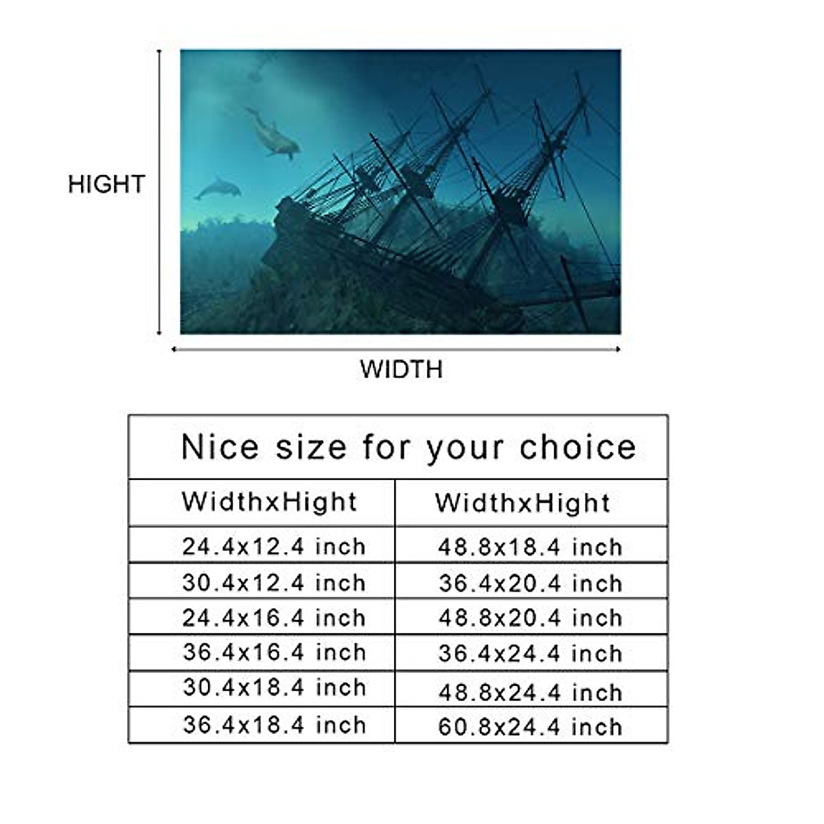 Victories Fish Tank Backdrop-PVC HD Printing Wallpaper,Shipwreck on The Seabed Aquarium Poster Background Decor Paper Cling Decals Sticker