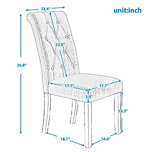 Zaboro Dining Chair Set of 2, Aristocratic Style, Noble and Elegant Solid Wood Tufted Dining Chair Dining Room Chair,Beige