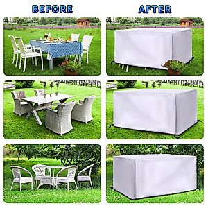 Zhadongli Art Outdoor Furniture Cover Waterproof, Heavy Duty Patio Furniture Cover, Patio Furniture Outdoor Sectional Sofa Set, Outdoor Rectangular Table and Chair Set Cover, 53" Lx28 Wx28 H