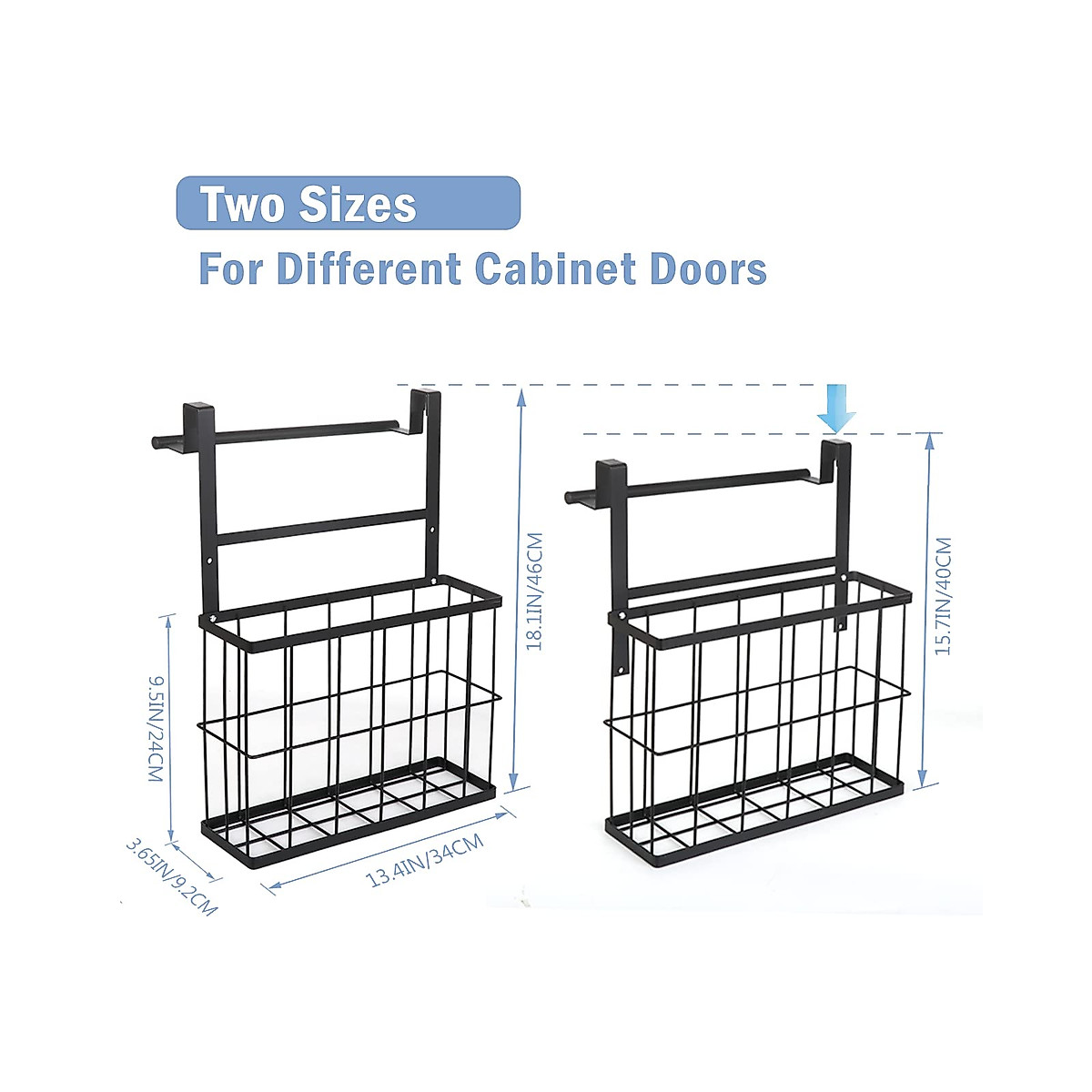 JSVER Over Cabinet Organizer Kitchen Cabinet Organizer, Cabinet Door Organizer with Towel Holder for Cutting Board, Aluminum Foil, Baking Sheet, Plastic Wrap