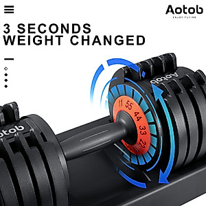 AOTOB 55 lbs (Pair) Adjustable Dumbbell Set, Dumbbells Adjustable Weights with Anti-Slip Fast Adjust Turning Handle, Dumbbell Sets Adjustable for Men and Women, Dumbbells Pair for Home Gym Exercise