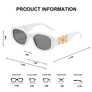 BUTABY Rectangle Sunglasses for Women Retro Driving Glasses 90’s Vintage Fashion Irregular Frame UV400 Protection Black & White
