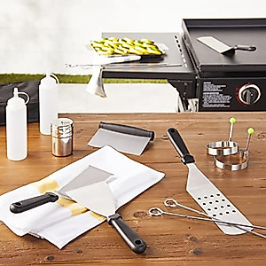 Amazon Basics 15-Piece Stainless Steel Barbeque Griddle Accessories Set with Carry Bag