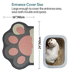 Rarenut Cute Cat Litter Trapping Mat 24”x16”, Traps Mess from Litter Box and Pet Food Bowl, Soft on Kitty Paws, Easy Clean, Anti Slip, Pet Accessories, Door Floor mats - Black paw