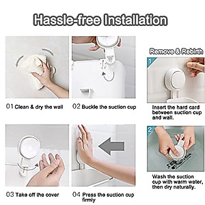 Shower Caddy Suction Cup, Durable Shower Organizer Shower Shelf No-Drilling Removable Shower Basket for Bathroom Storage, Powerful Shower Suction Caddy for Shampoo, Gel, Conditioner, Max Hold 22lb