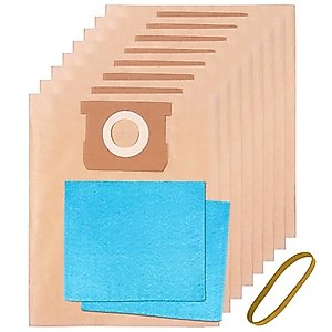 Zibopon 19-3100 Disposable Filter Bags Compatible with Stanley 5-6 Gallon Wet/Dry Vac: SL18115, SL18115P, SL18116, SL18116P, 2 Reusable Filters & 1 Retaining Band(8 Pack)