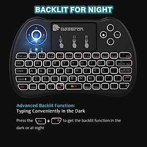 Beastron (Upgraded) 2.4G Mini Wireless Keyboard with Touchpad Mouse＆QWERTY Keyboard, Backlit Portable Keyboard Wireless with Remote Control for Laptop,PC,Google Android TV,Xbox,PS3/4 .Black