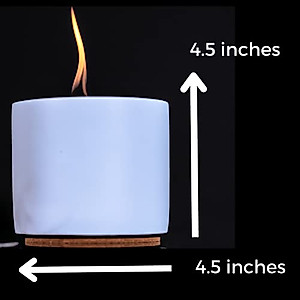 MTAPF® Tabletop Firepit Indoor/Outdoor Table Top Fire Pit with Skewers Smokeless Tabletop Fireplace Bio Ethanol Fuel Real Flame for Balcony, Smores, Includes 2nd Wick(4.6x4.6, White)