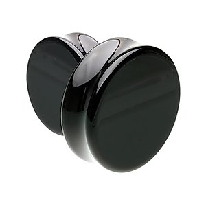 Covet Jewelry Supersize Black Agate Natural Stone Double Flared Ear Gauge Plug (1-1/8" (29mm))