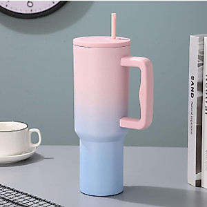 40 oz Tumbler with Handle and Straw & 6PCS Cup Accessories for 40 oz Cup - Vacuum Insulated Stainless Steel Double Wall Water Bottle Travel Coffee Mug - Holiday Gifts for Women Men (Bubble)