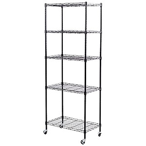 2YOU 5-Shelf Storage Shelves Height Adjustable, Heavy Duty Metal Shelving Unit, Garage Shelving Certified NSF, Steel Wire Rack Organizer for Warehouse/Kitchen/Bedroom, Black (14" DX24 WX59 H)