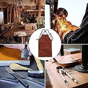 TULGIG's Leather Welding Aprons for Men/Women with Gloves-Adjustable Strap Leather Apron with 6 Tool Pockets-Heat Resistant Heavy Duty Wood Working Apron-Safety Apparel 42 x 24 Blacksmith Apron