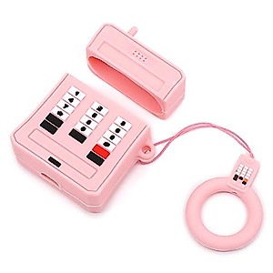 Yonocosta Cute Airpods Case, Airpods 2 Case, Fashion Funny 3D Cartoon Pink Retro Cellular Phone Shaped Full Protection Shockproof Soft Silicone Charging Case Cover Skin with Keychain for Airpods 1&2