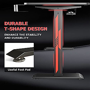 Sleepmax Gaming/Computer Desk 63 Inch, T-Shaped Gaming/Computer Table with Large Mouse Pad, Black PC Desk Gamer Setup with Cup Holder and Headphone Hook for Home/Office