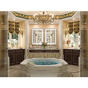 TETOTE 20 x 28 LED Bathroom Mirror with Lights White/Warm/Natural,Dimmable,CRI90,IP54 Waterproof,Wall Mounted,Anti-Fog,Vanity Mirror(Horizontal/Vertical)