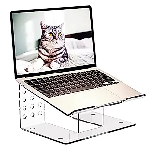 RAINCE Acrylic Laptop Stand: Premium Clear Laptop Stand for Desk. Stable & Ergonomic Design with Anti-Slip & Scratch Protection. Compatible with 10 to 16 inch Laptops