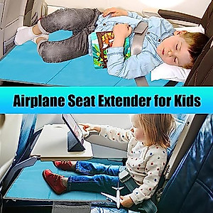 Toddler Airplane Travel Bed Portable, Airplane Footrest for Kids, Airplane Footrest Seat Extender for Kids, Baby Travel Essentials for Flying, Travel Foot Rest for Airplane Flights (Blue)