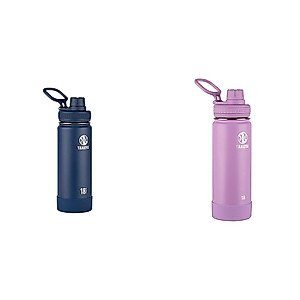 Takeya Actives Insulated Stainless Steel Water Bottle with Spout Lid, 18 Ounce, Midnight Blue & Actives Insulated Stainless Steel Water Bottle with Spout Lid, 18 oz, Lilac