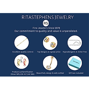 Ritastephens 14k Solid Yellow Gold Eyebrow Ring Jewelry 16 Gauge Cubic Zirconia