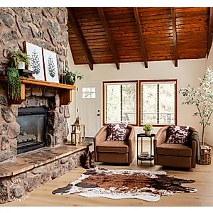 NativeSkins Faux Cowhide Rug – Earthy Browns (Oversized) | 6.2ft x 8.2ft | Triple-Layer Support | Ultra-Soft Pile | Hand-Cut, Faux Suede No-Slip Backing | Western Rug | Cow Hide Animal Print Rug