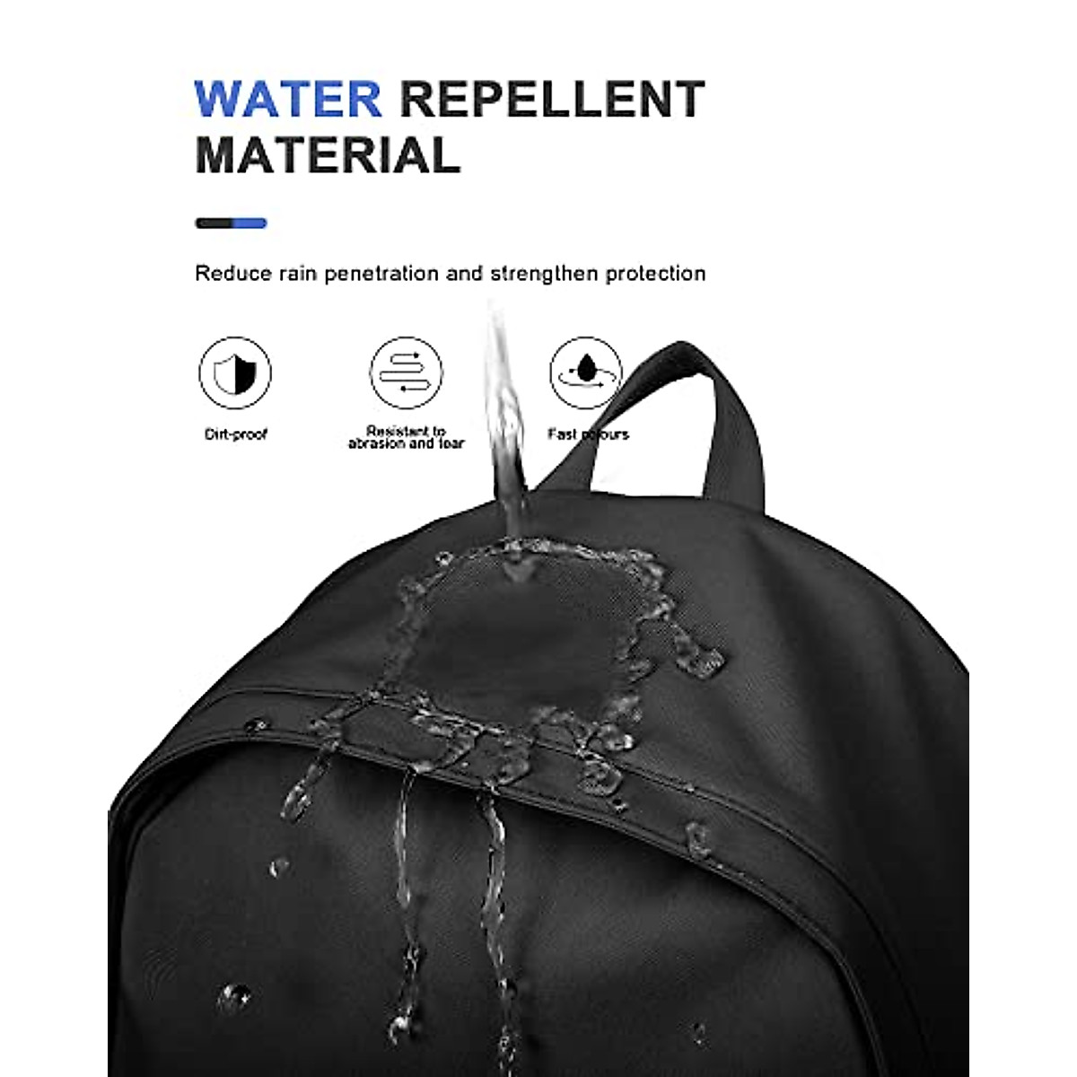 Black Backpack for Teens Girls Boys, Cute Backpack for Middle High School College Bookbag Small Travel Backpack Waterproof Lightweight Backpacks Casual Daypack for Women Men Fits 15.6 Inch Laptop