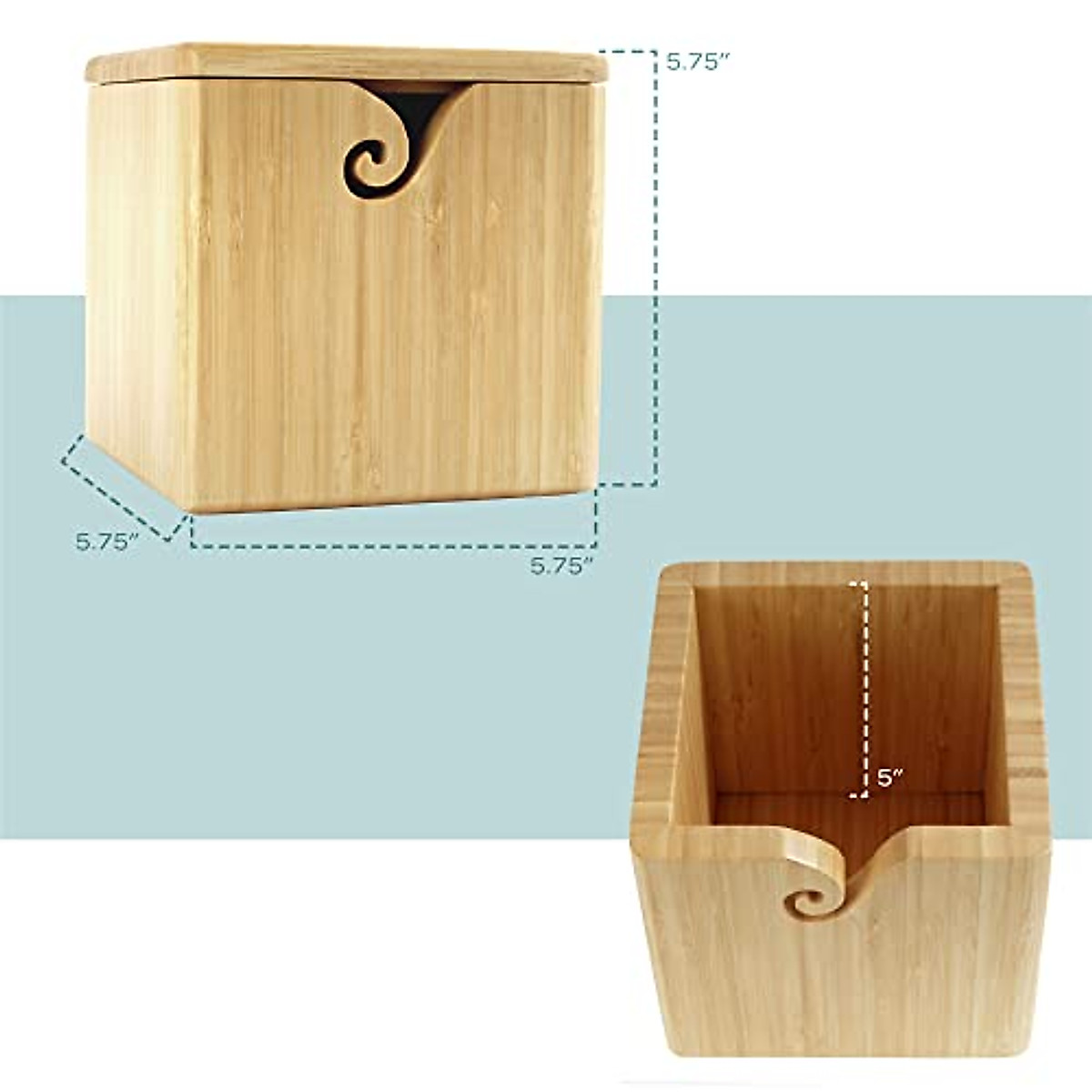 JubileeYarn Bamboo Yarn Bowl with Lid - Holder Knitting Crochet Accessories - Natural - 1 Box