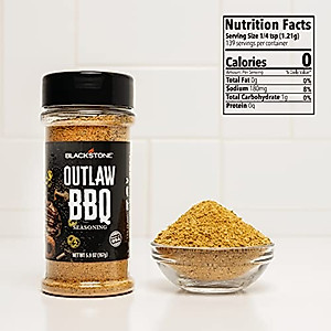 Blackstone 4160 Outlaw BBQ Powder for Beef, Poulty, Pork, Chicken, Fries, Steaks Tasty Spices with Sweetness and Citrus, All-Purpose Cooking Grilling Barbecue Seasoning, 5.9 Oz, Multicolored