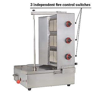 Li Zhen 3 Burners Shawarma Machine Commercial Chicken Shawarma Machine Gyro Grill Rotating Kebab Machine for Commercial Kitchen Use, Silver,41.9 lbs.