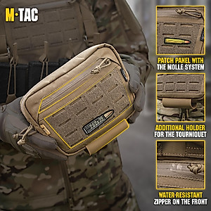 M-Tac Elite Dangler Pouch Large - Tactical Drop Down Utility Pouch with Hook & Loop Carrying - Dump Tool Pouch Carrying Kit Lower Bag (Coyote)