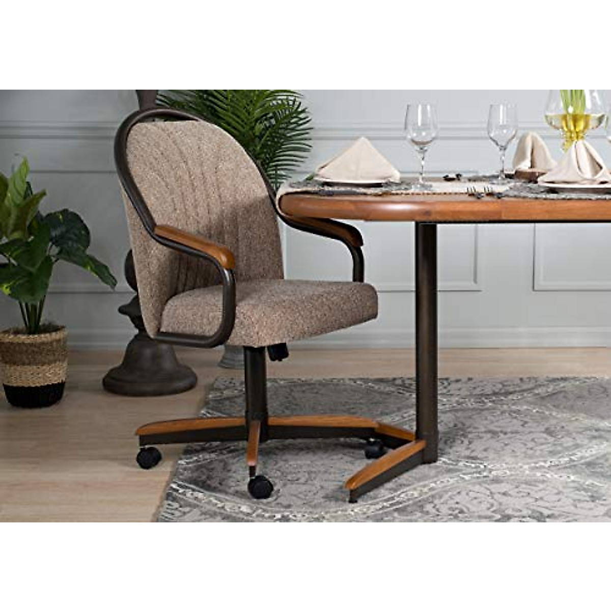 AW Furniture Casual Dining Cushion Swivel and Tilt Rolling Caster Chair