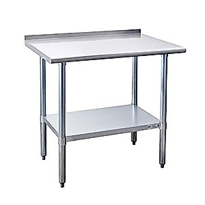 Hally Stainless Steel Table for Prep & Work 24 x 36 Inches, Commercial Heavy Duty Table with Undershelf and Backsplash for Restaurant, Home and Hotel