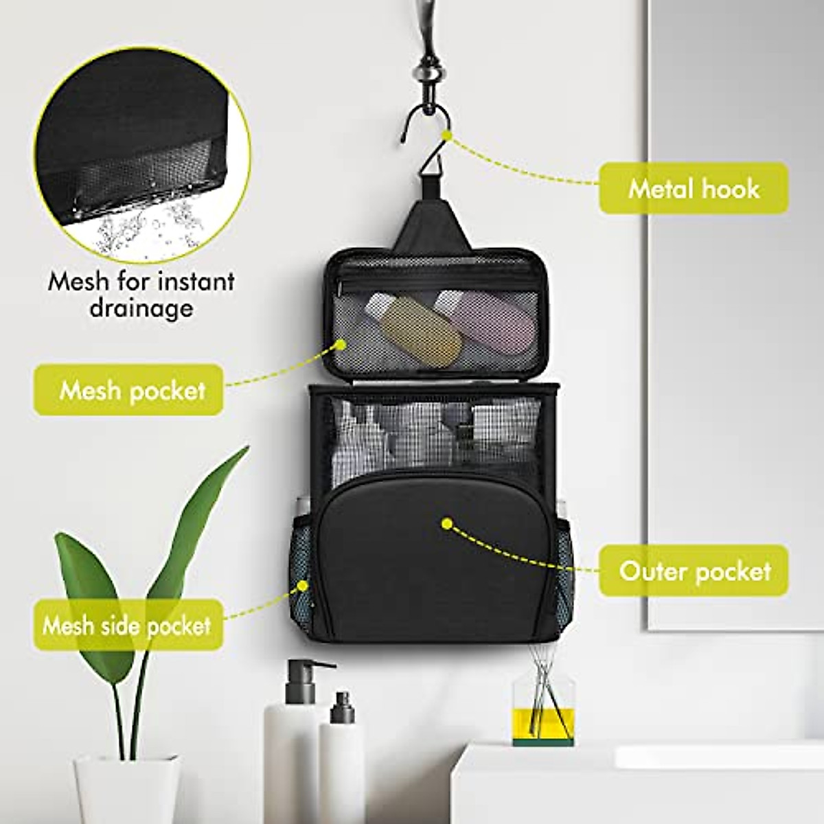 2022 NEW Shower Caddy Dorm - for Full Size Bottle & Quick Dry - Portable Shower Tote Bag Men Women,Camp,Travel,Bath,Gym - College Dorm Room Essensial Boys Girls