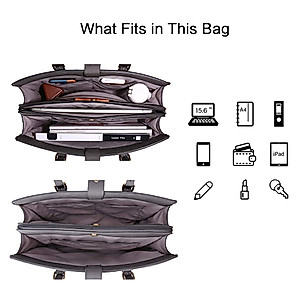 ECOSUSI Laptop Bag For Women 15.6 Inch Work Tote Bags PU Leather Computer Purse For Business Office With 3 Layer Compartments