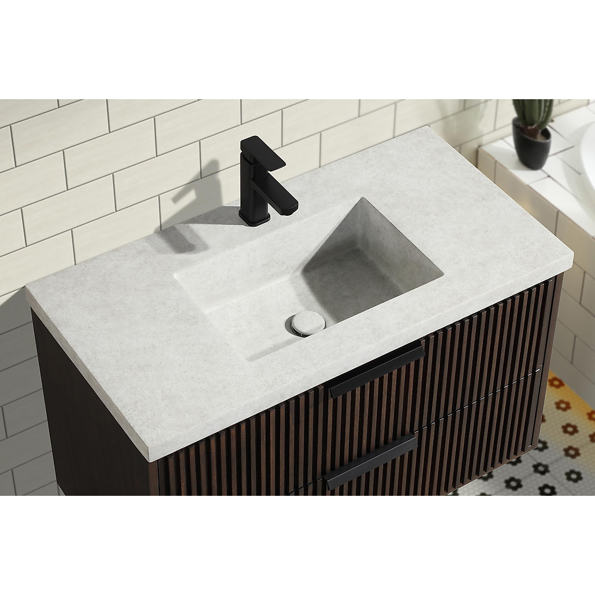 ARI KITCHEN & BATH San Diego 36" Floating Bathroom Vanity Walnut