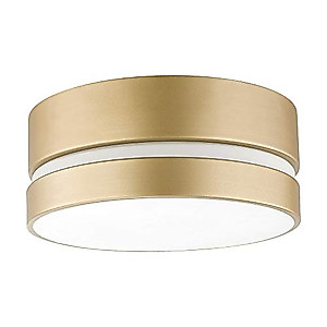 Globe Electric 60754 2-Light Flush Mount Ceiling Light, Soft Gold, Inner Frosted Shade, Ceiling Light Fixture, Light Fixtures Ceiling Mount, Bedroom Lights for Ceiling, Dining Light Fixture