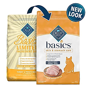 Blue Buffalo Basics Skin & Stomach Care, Natural Adult Healthy Weight Dry Dog Food, Turkey & Potato 24-lb